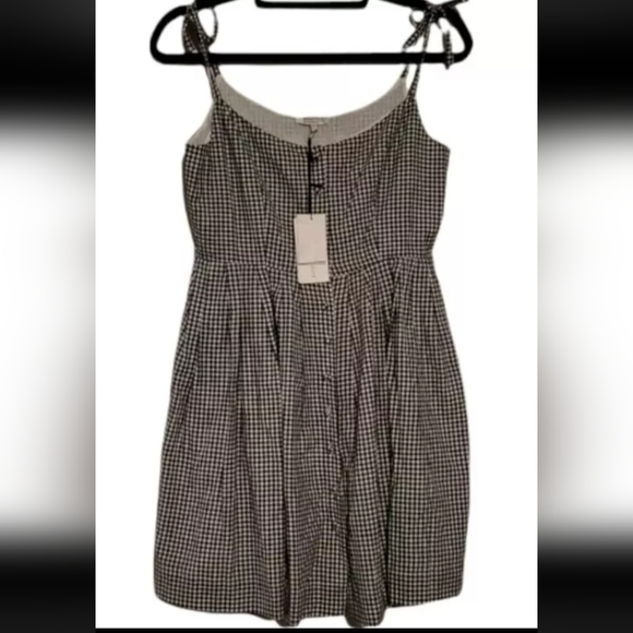 Bardot | Dresses | Bardot Brigitte Bardot Black Gingham Check Sundress Tie Spaghetti Straps ...